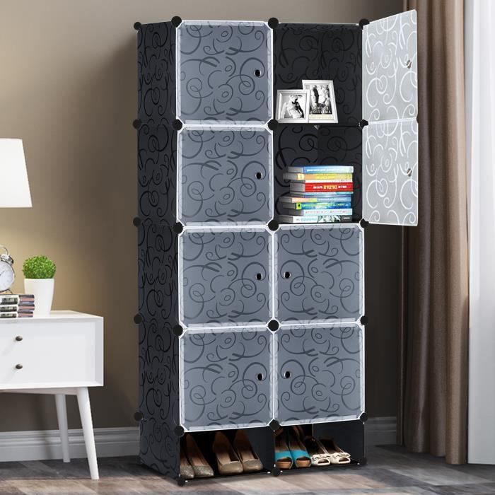 HENGMEI Armoire de rangement 8 boîtes avec porte DIY Étagère Système ...