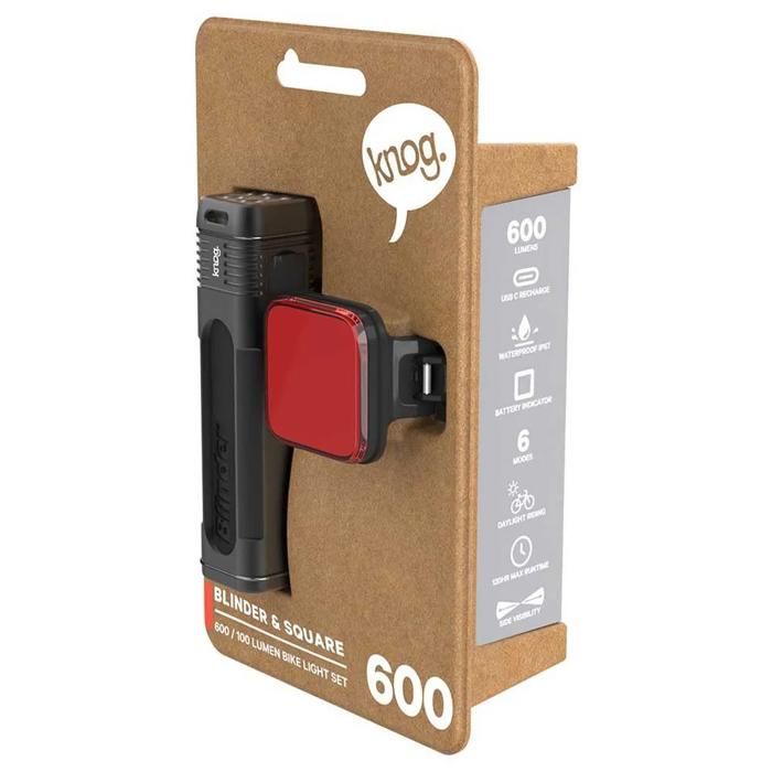 Ensemble d'éclairage USB - Knog - Blinder 600/Square 100 - 600 lumens ...