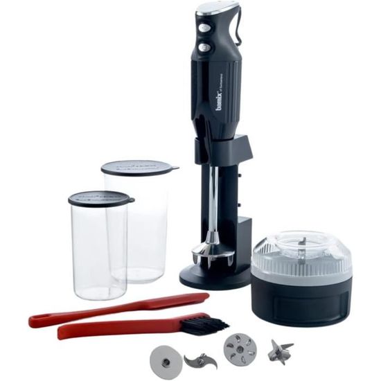 Mixeur plongeant Bamix M350 MAXX avec support, 2 gobelets, 4 accessoires, processeur, spatule ...
