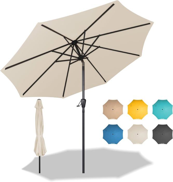 Beige Parasol de Jardin Exterieur, Parasol Inclinable avec Protection ...