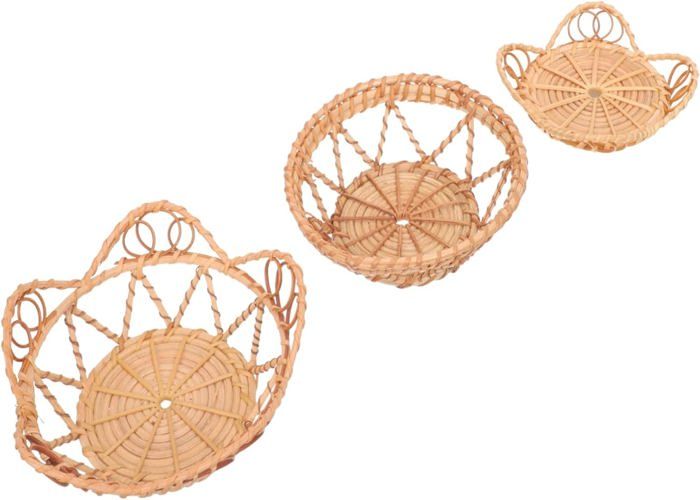 3 Pices Panier En Rotin Mur Tissage Panier Dcoration Murale Panier ...