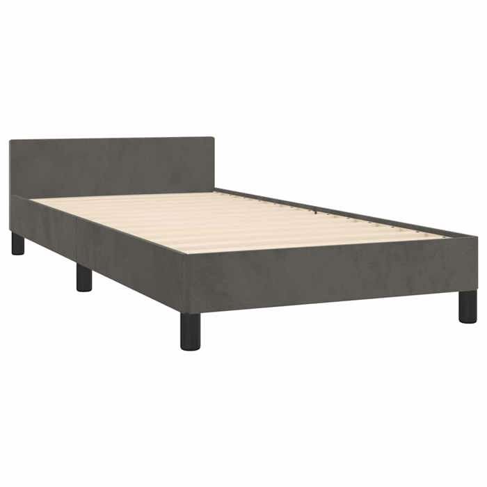 Lit 1 place - Cadre de lit adulte, sans matelas, gris foncé 90x190 cm ...