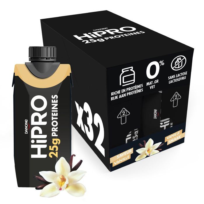 Danone HiPRO Boisson Protéinée - Vanille - 32 x 330 ml - 25g Protéines ...