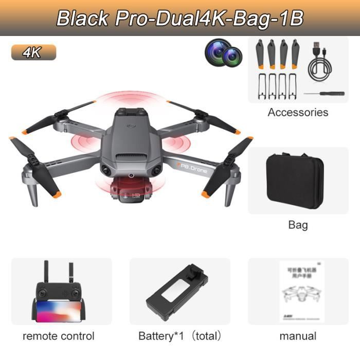 Noir Pro 4K double 1B - Mini Drone P8 avec Caméra 4K pour Touriste ...