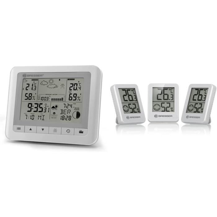 Station Météo 16.5 X 2.9 X 13 Cm Weiß & Thermomètre Hygromètre Temeo ...