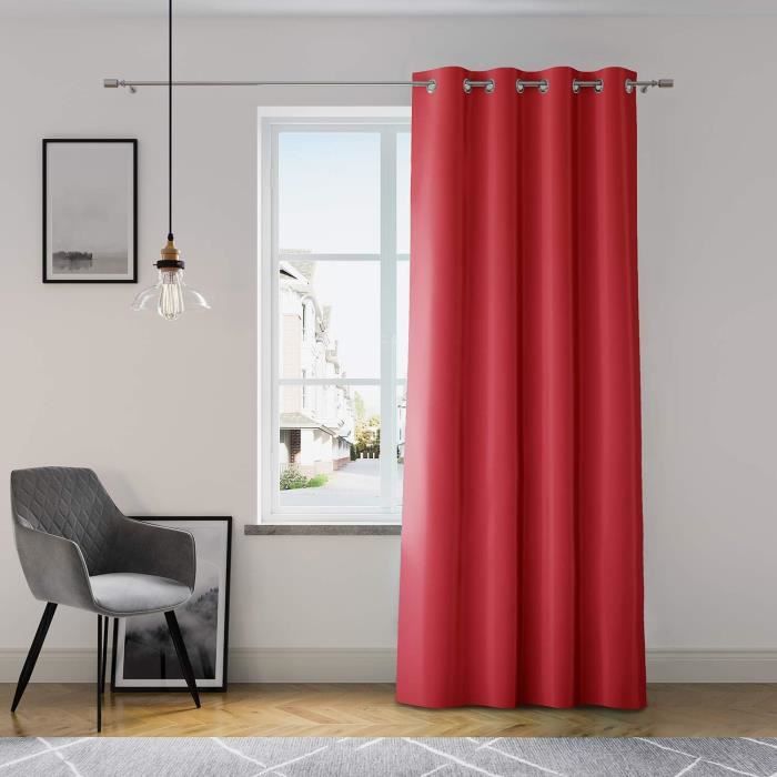 Rideau Décoratif Oxford Rouge Uni 140 X 250 Cm[J1709] - Cdiscount Maison