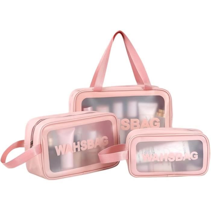 Trousse de toilette transparente pour femme - Set de voyage imperméable ...