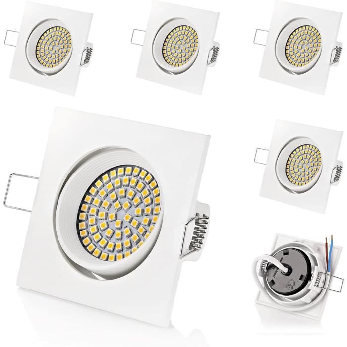 Sweet Led Lot De 6 Spots Led Plats Encastrables Carre Blancet Pivotants
