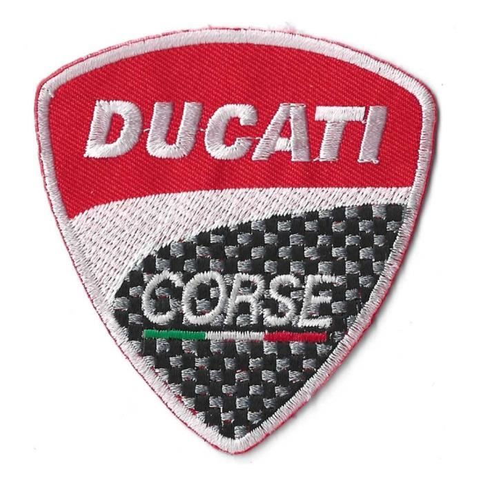 Écusson - Ducati - Logo Corse - Damier Noir Blanc Rouge - 8x7.5 cm ...