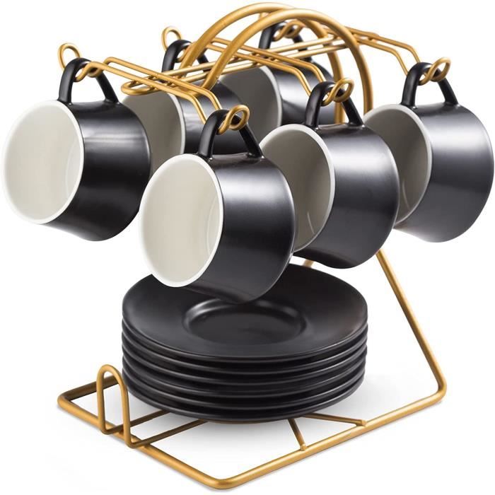 Lot de 6 tasses en porcelaine avec soucoupes et porte-tasses pour ...