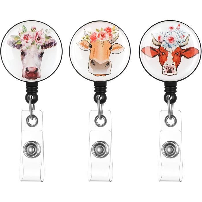 Lot de 3 porte-badges rétractables pour infirmière avec pince crocodile ...