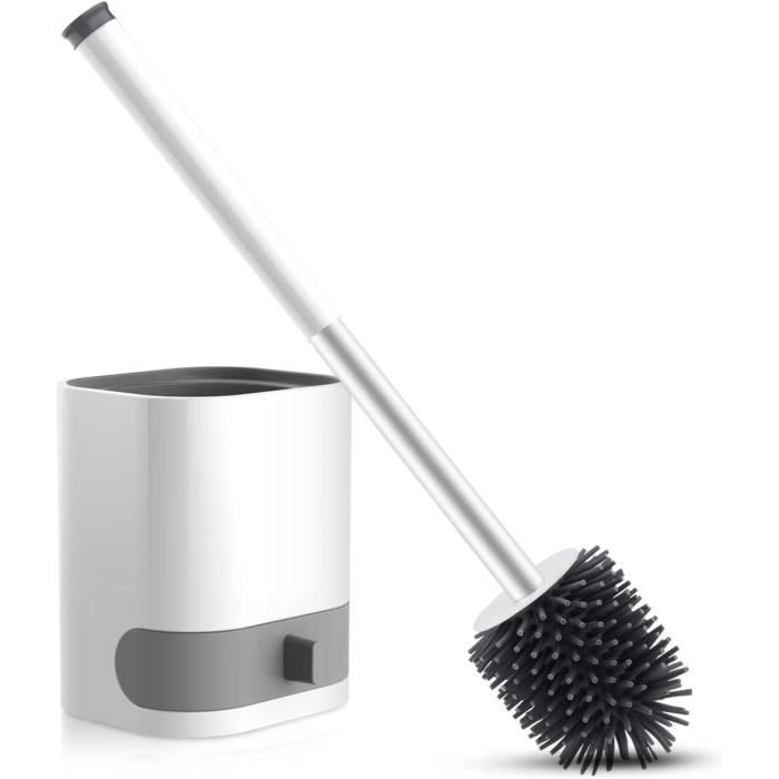 Brosse WC suspendue avec poils en silicone Avec support amovible, pincette cachée, crochet ...