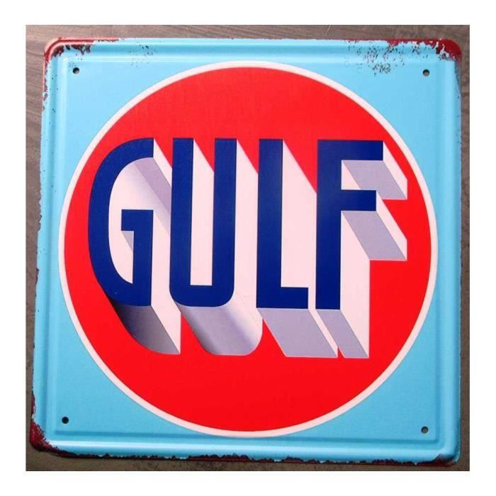Plaque décorative - Gulf - 30x30cm - Métal - Vintage - Pré-percée ...