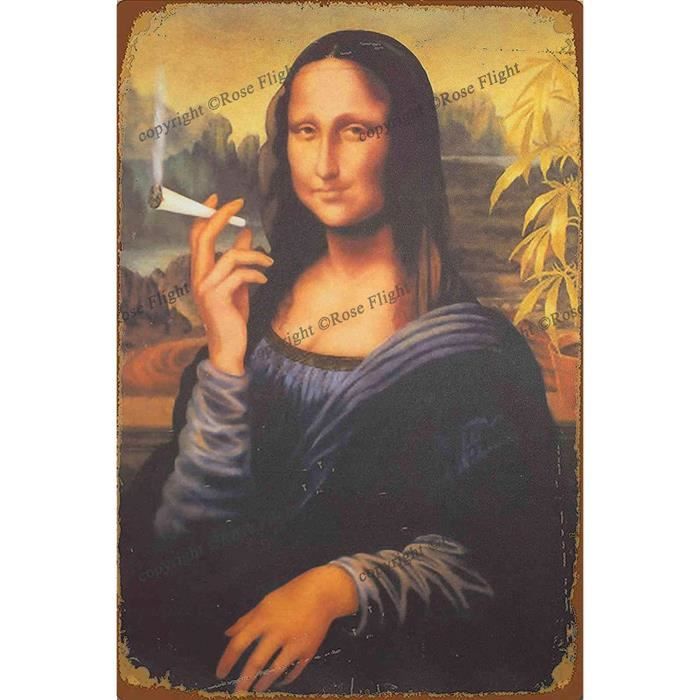 Mona Lisa Smoking Classic Funny Poster - rétro Fer Peinture Affiche ...