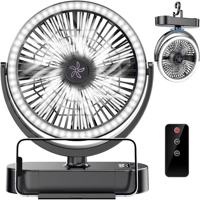 Ventilateur Silencieux Mit Led Laterne, Wiederaufladbarer 10000Mah Usb ...