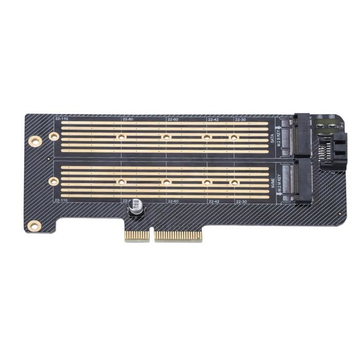 NGFF vers PCIE X4 carte adaptateur M.2 NVMe carte adaptateur SSD M clé + clé B double Port ...