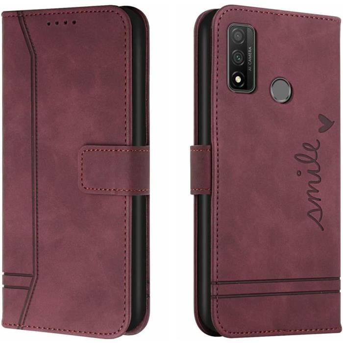 Cas Huawei P Smart 2020 6 21 Pouces PU Cuir Coque Flip Le Sourire Rétro ...