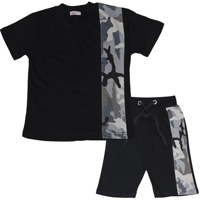 Ensemble t-shirt et short unis à panneaux contrastants pour garçons 5 ...