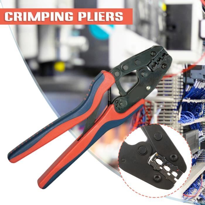 Pince à sertir pour embouts de fil - ROKOO - Outil d'électricien à cliquet manuelle - Rouge ...