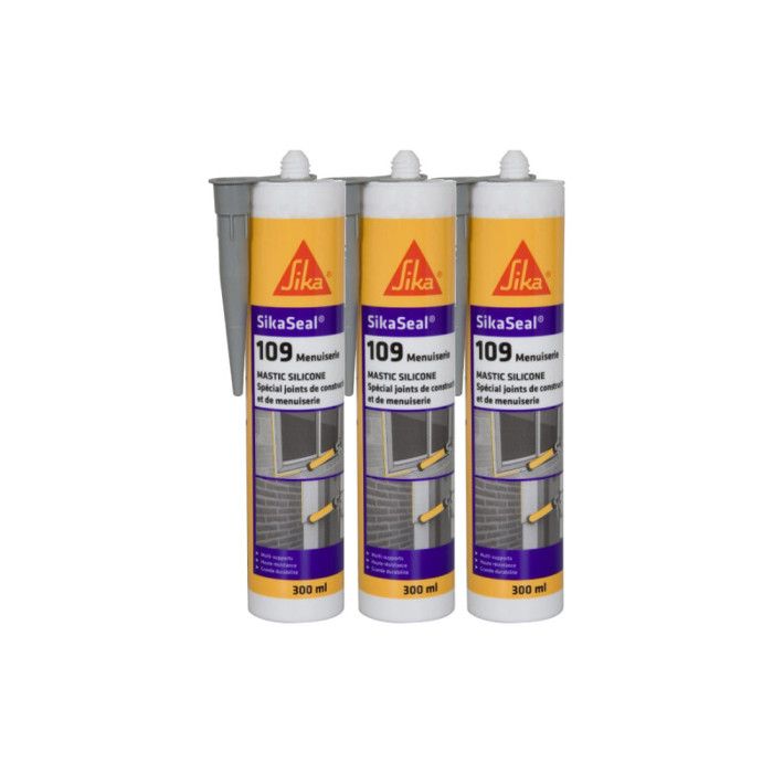 Lot de 3 mastics silicone SIKA SikaSeal 109 Menuiserie - Gris - 300ml ...