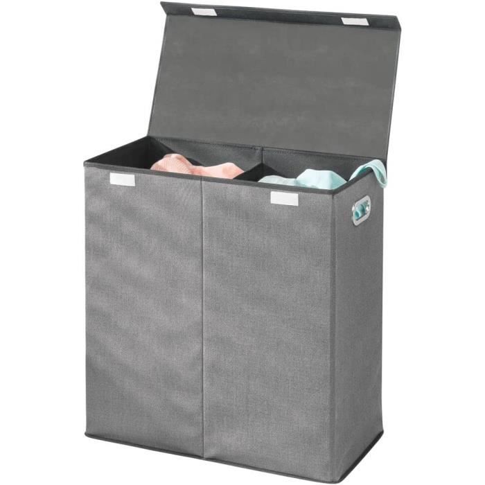 Panier à linge pliable en polypropylène respirant à deux compartiments ...