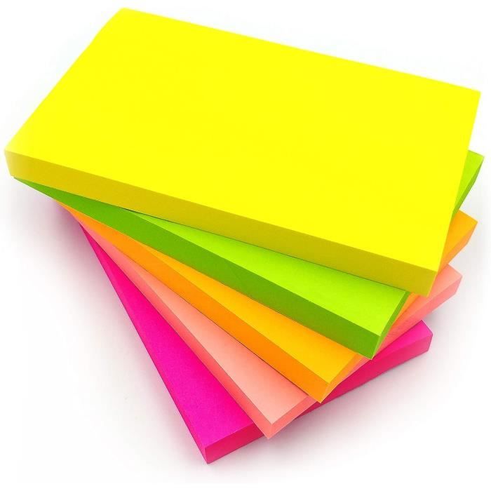 Lot De 12 Blocs De Notes Adhésives Amovibles Néon 76 X 127 Mm 100 ...