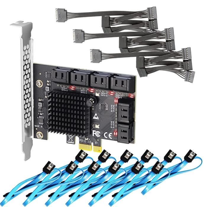 Carte Adaptateur Pcie Sata Avec 12 Ports Sata Iii 6 Gbps (Avec Câble ...