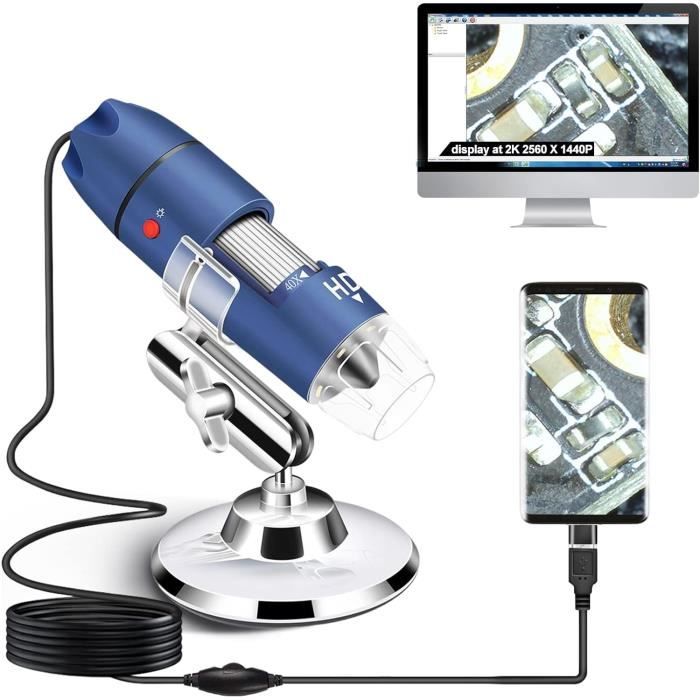 Microscope Numérique Usb 2K Pour Pc Android, Microscope 40-1000X Super ...