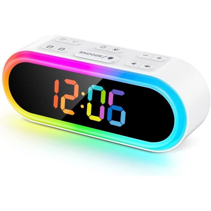 Réveil Double, Jour De La Semaine-Week-End, Lumière De Nuit Rvb, 7 Sons ...