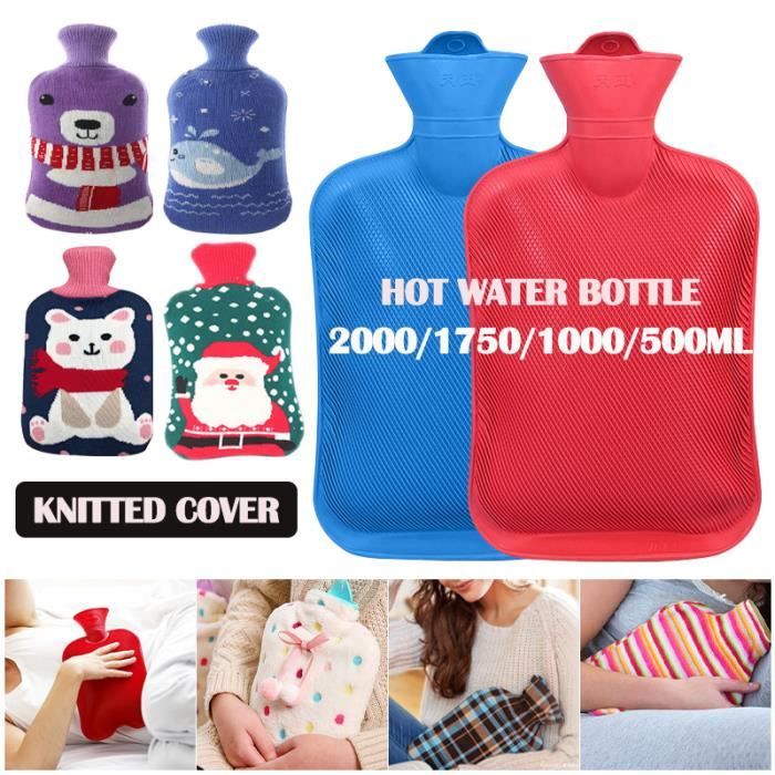 2000ML bouillotte épaisse Injection d'eau en caoutchouc tricoté sac d ...