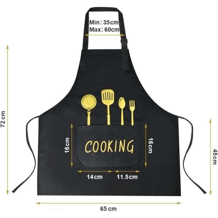Tablier De Cuisine,Tablier Etanche Réglable Tabliers Chef Avec 2 Grand Poches Pour Femmes Hommes ...