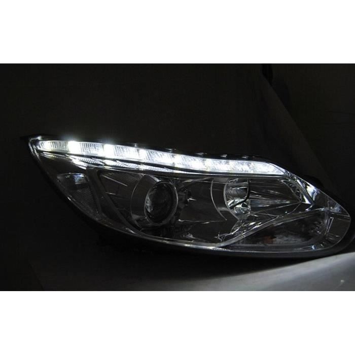 Paire de feux phares Ford Focus MK3 11-14 Daylight led chrome-35105630 ...