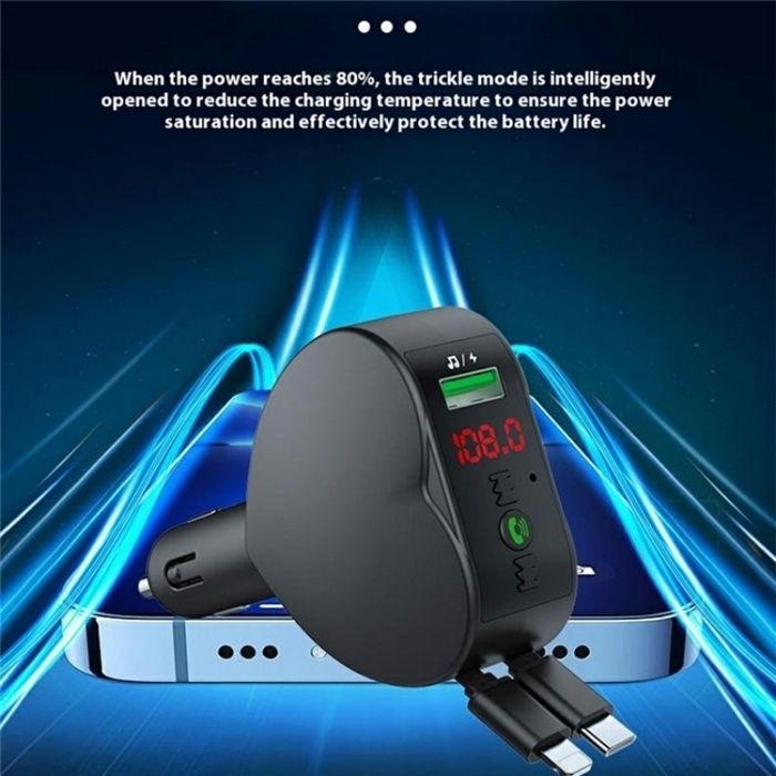 Adaptateur Bluetooth Voiture Y2 - Câbles Rétractables Type-C, Lecteur ...