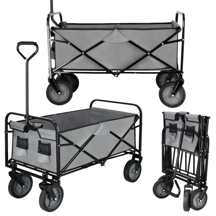Chariot de transport pliable - SPRINGOS - Gris - Charge max 80 kg - 4 ...
