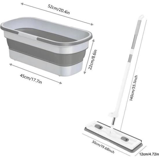 Kit Balai Serpillère Et Seau, Grande Serpillière Plate avec 4 Tampons ...