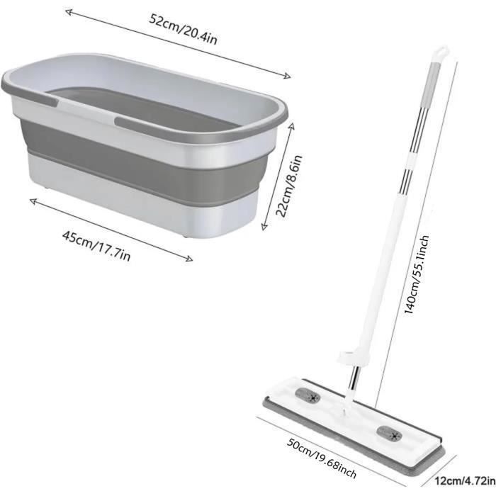 Kit Balai Serpillère Et Seau, Grande Serpillière Plate avec 4 Tampons ...