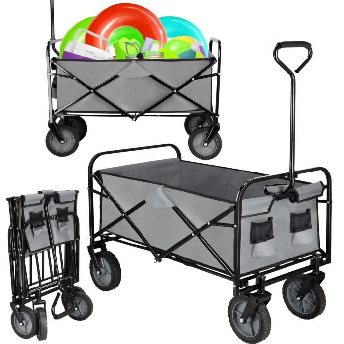 Chariot de transport pliable - SPRINGOS - Gris - Charge max 80 kg - 4 ...