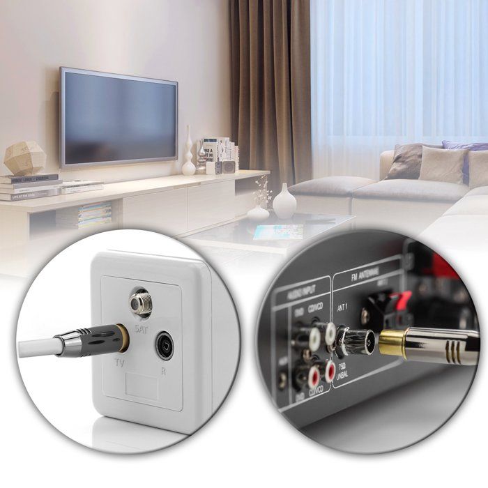 1m TV Câble D'antenne Câble Coaxial Câble TV HDTV FULL HD Fiche TV pour ...