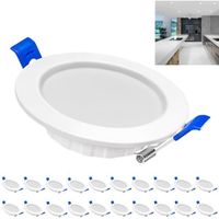 Lot de 6 spots LED encastrables ultra plats IP44 Blanc chaud 400 lm,5W,Diamètre : 60-65 mm ...