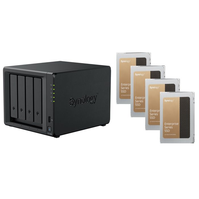 Serveur NAS Synology DS425+ avec 4x SSD 3840GB Enterprise et avec 2GB ...