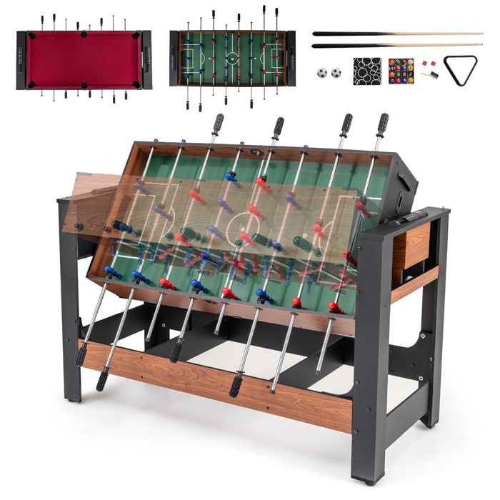 GIANTEX Table Multi-Jeu 2-en-1 Pivotante, Baby-foot et Billard ...