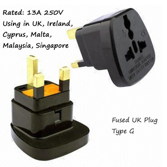 UK Fused plug S7S White color-Adaptateur de prise universel ...