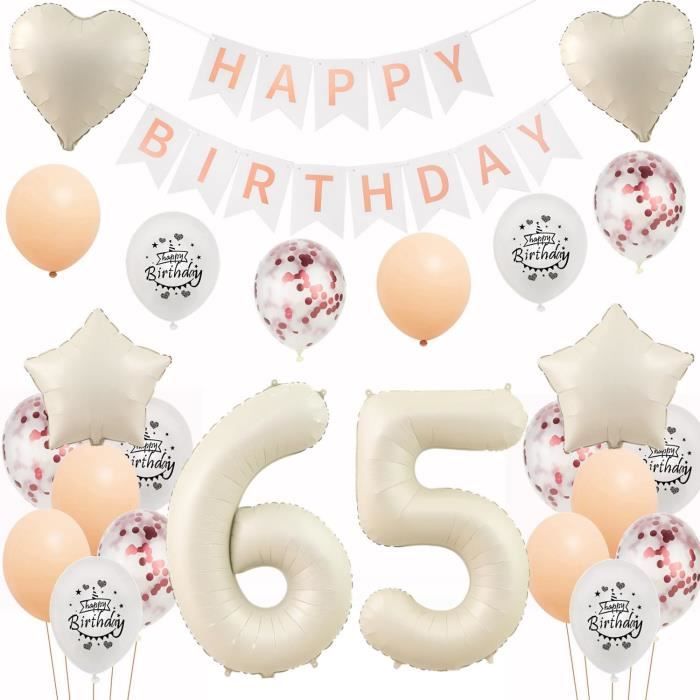 Ballon Blanc Rétro 65 Ans Anniversaire Femme Décoration 65 Ans Femme ...