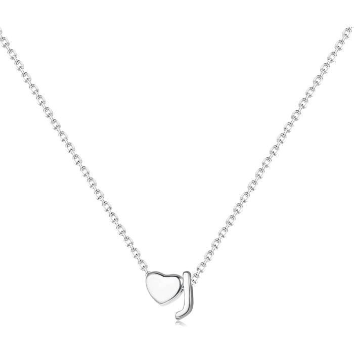 Collier Femme Argent 925 Hypoallergénique Coeur Pendentif Lettre J ...