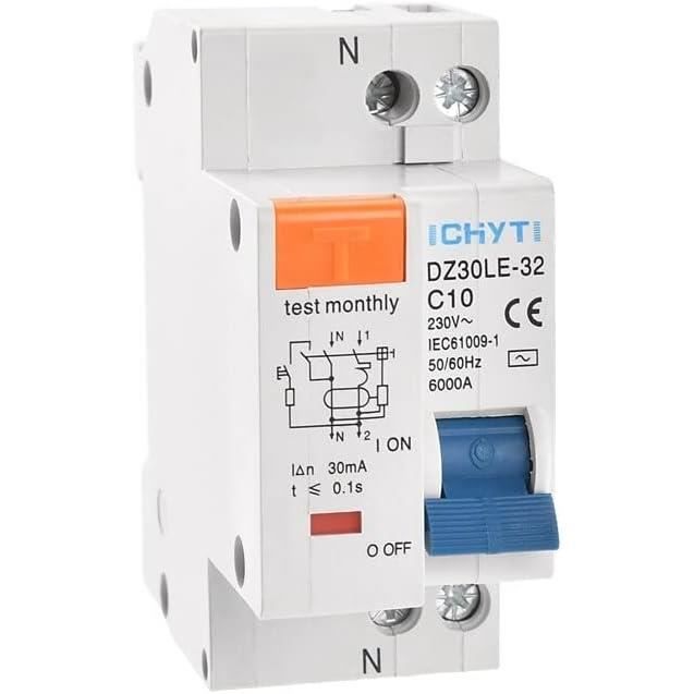 Disjoncteur,Interrupteur Différentiel Disjoncteur À Courant Résiduel 230V 1P + N 10A 16A 20A 25A ...