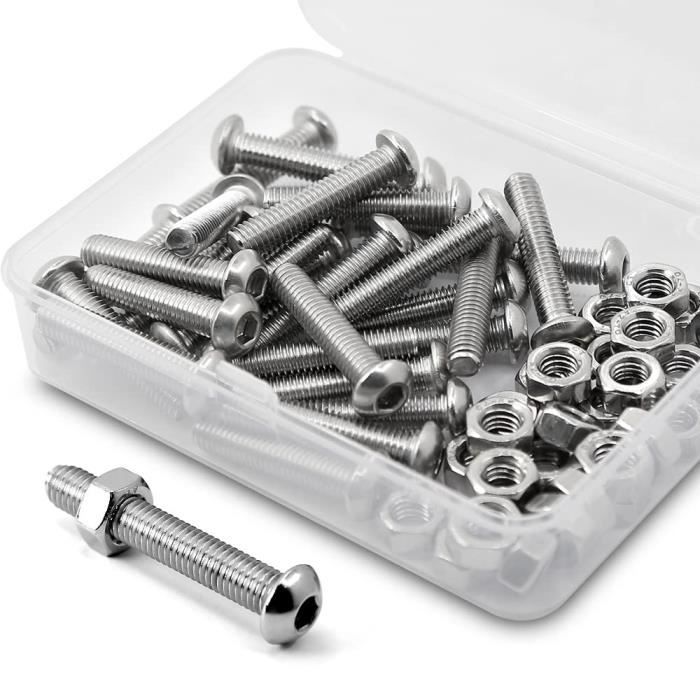 (30 Ensemble) M6 x 20mm 304 acier inoxydable Bouton vis à tête ...