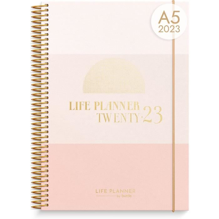 Burde Agenda 2023 Life Planner Rose Horizontal | 19 Décembre 2022 - 7 janvier 2024 | Semainier ...
