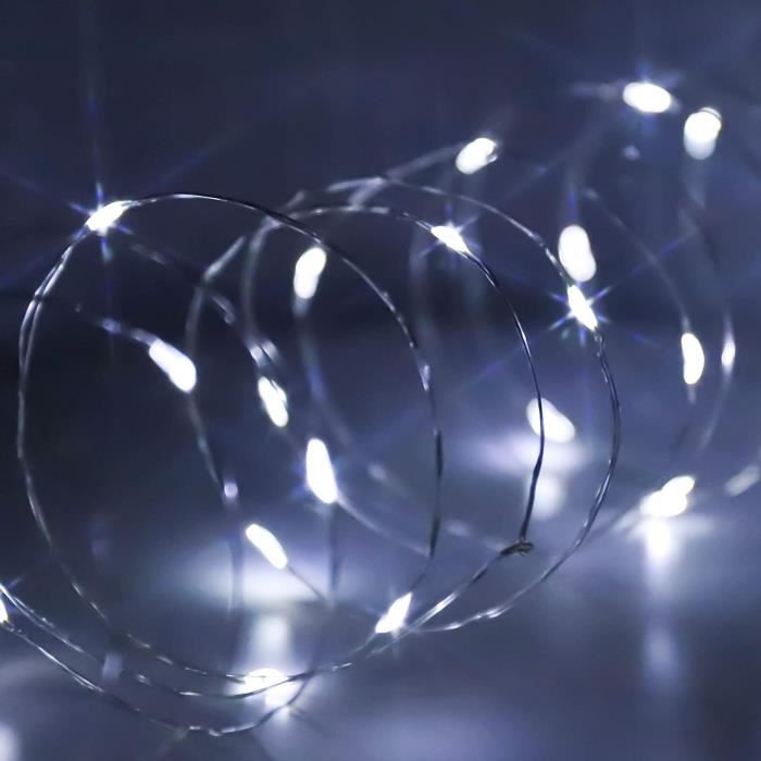 Guirlande Lumineuse LED Blanche, à piles, 50 Micro LED Lumineuses ...