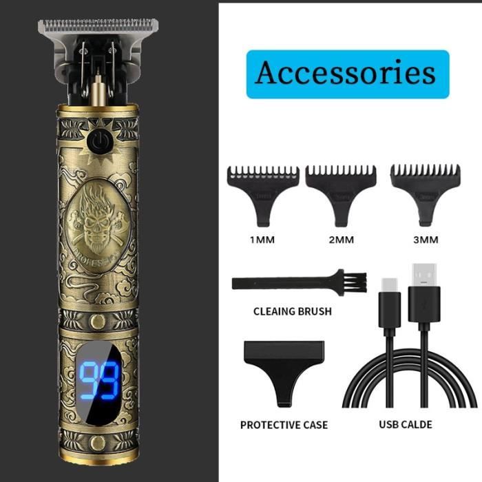 Tondeuse multi-usages,Tondeuse à cheveux électrique Vintage T9 0mm USB pour homme,tondeuse sans ...