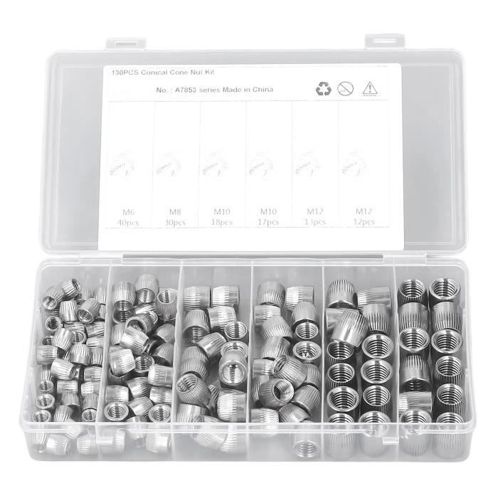 Insert fileté - EJ.LIFE - Assortiment 130 pièces - Acier Inoxydable - Conception moletée ...